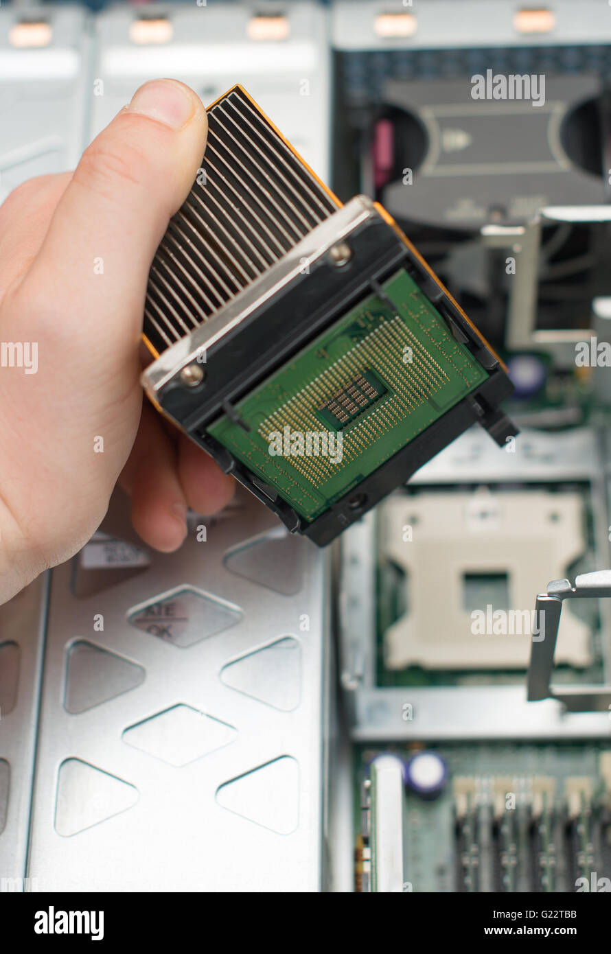 Computer technician installing CPU into motherboard Stock Photo - Alamy