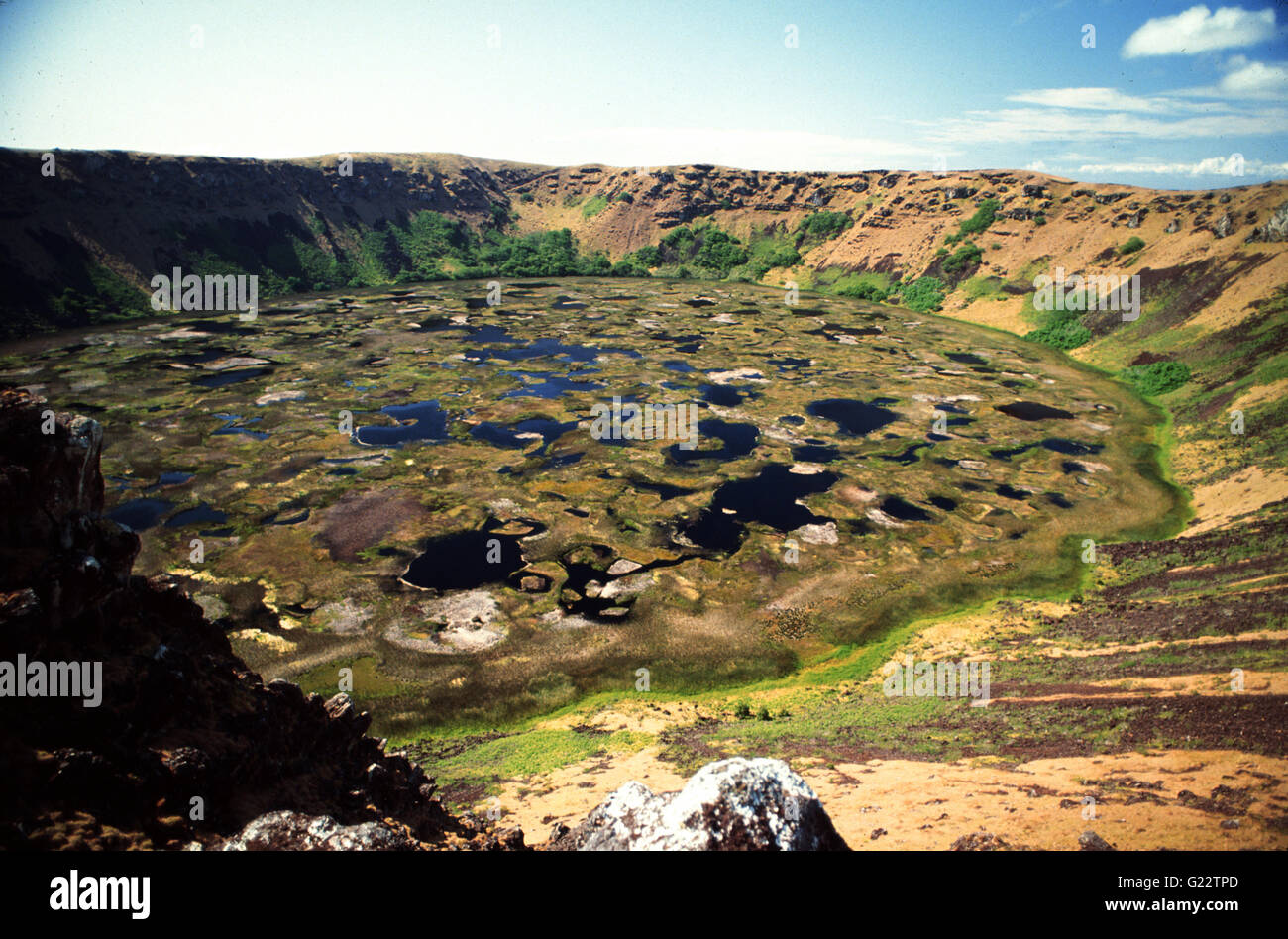 Easter Island, Rapa Nui, Orongo Volcano, crater Stock Photo - Alamy