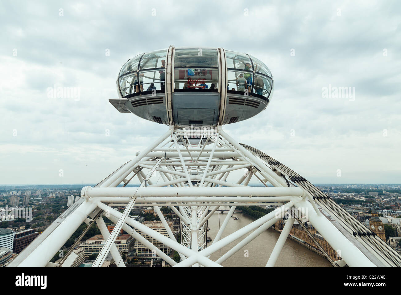 LONDON, UK - AUGUST 23, 2015: London Eye´s structural detail in a ...