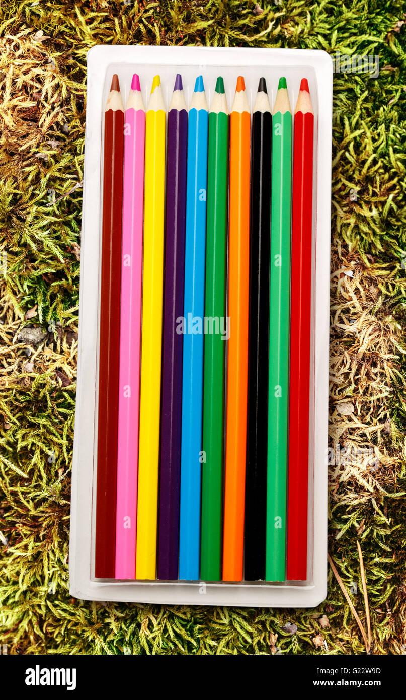 Set of new colourful pencils in closeup Stock Photo - Alamy