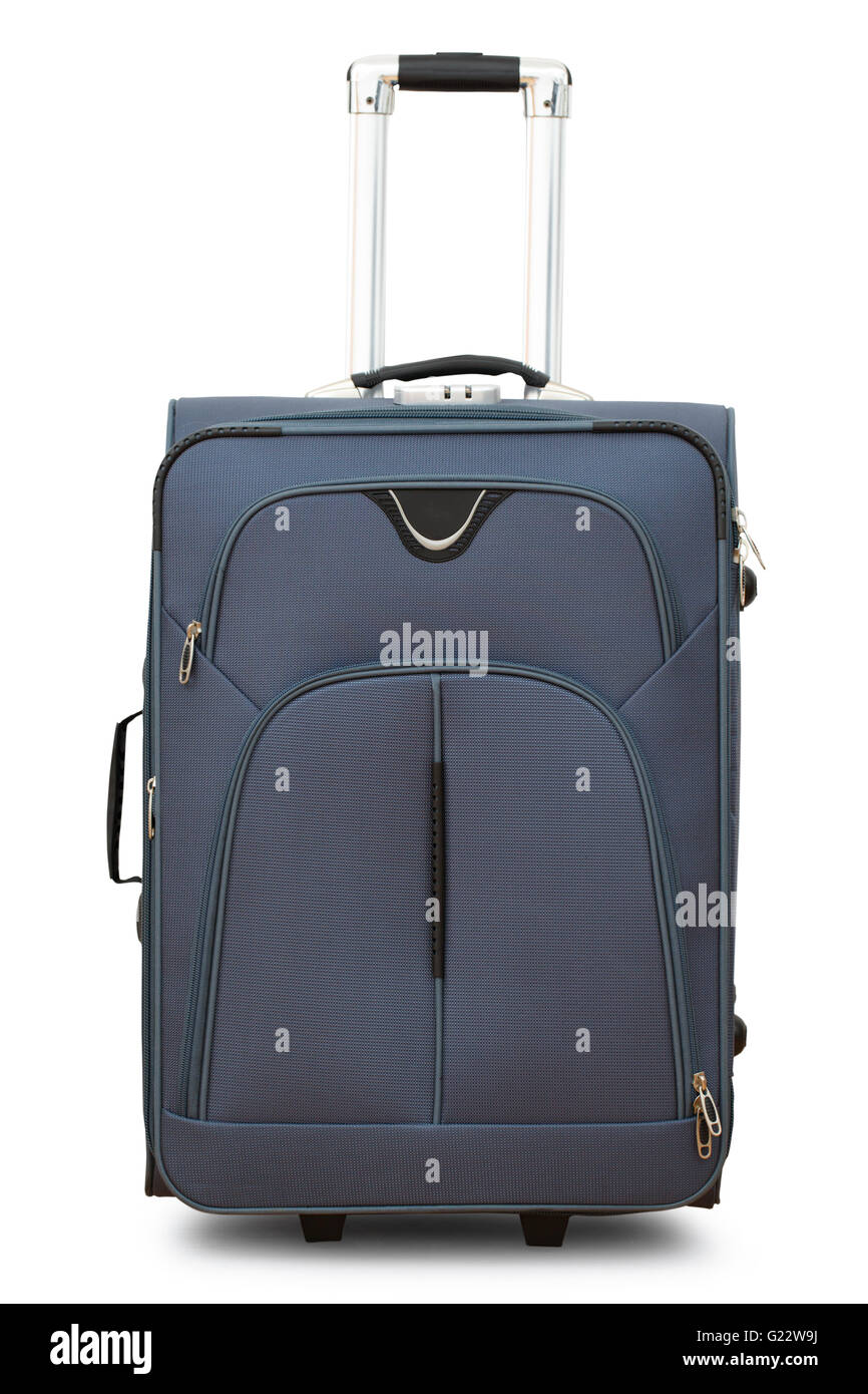 Large gray suitcase on wheels in closeup Stock Photo - Alamy