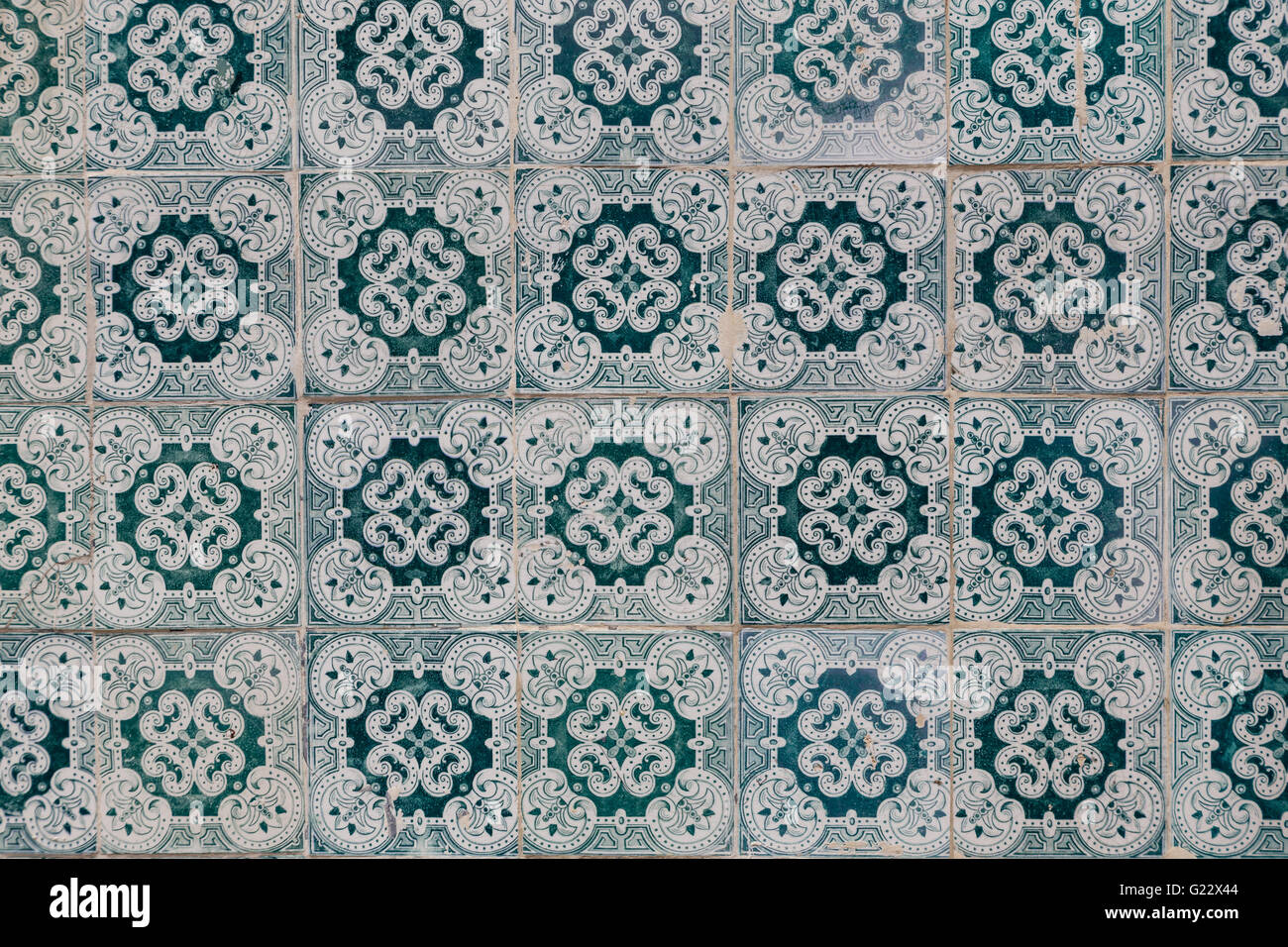 traditional azulejos tiles on facade of old house in Portugal Stock ...