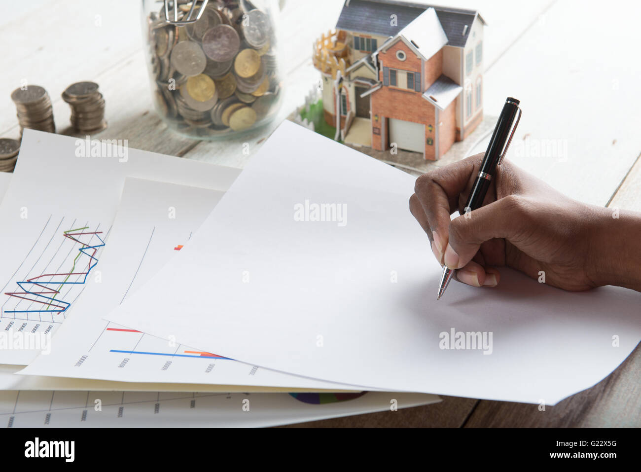 finance business calculation Stock Photo - Alamy