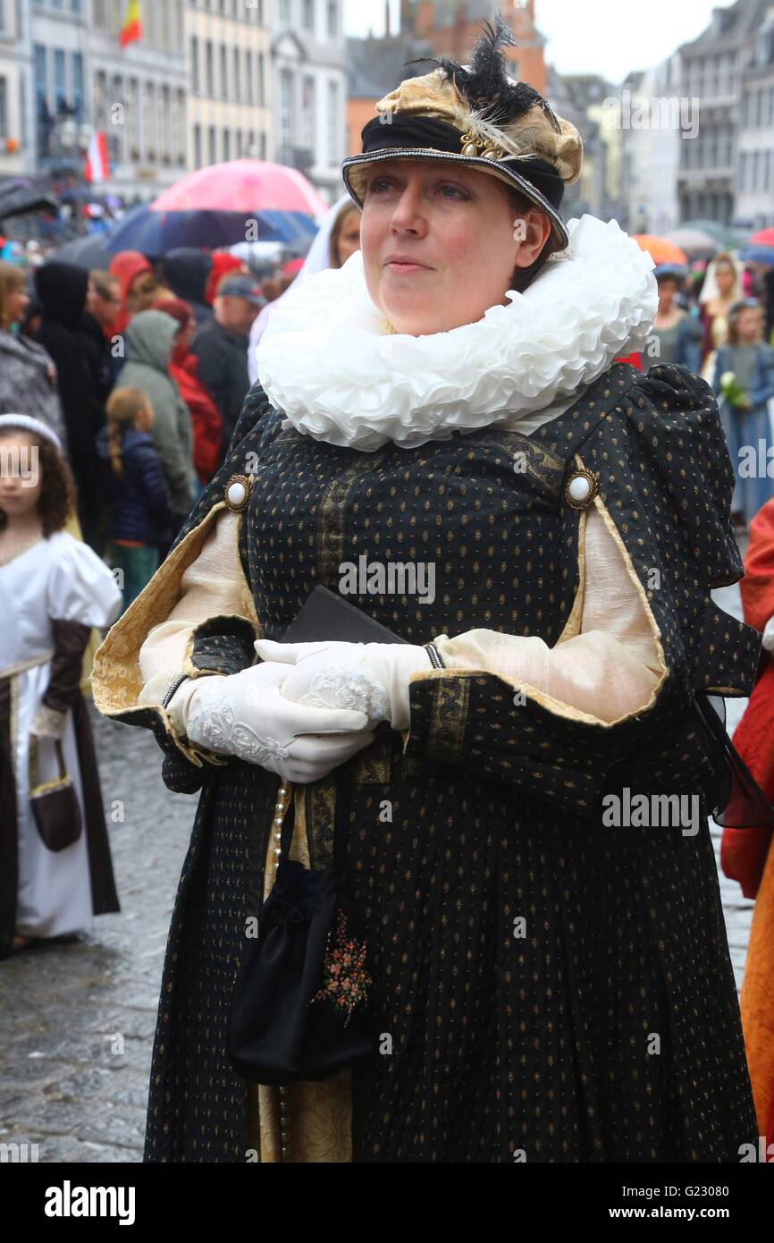 Mons, Belgium. 22nd May, 2016. A woman takes part in the Doudou ...