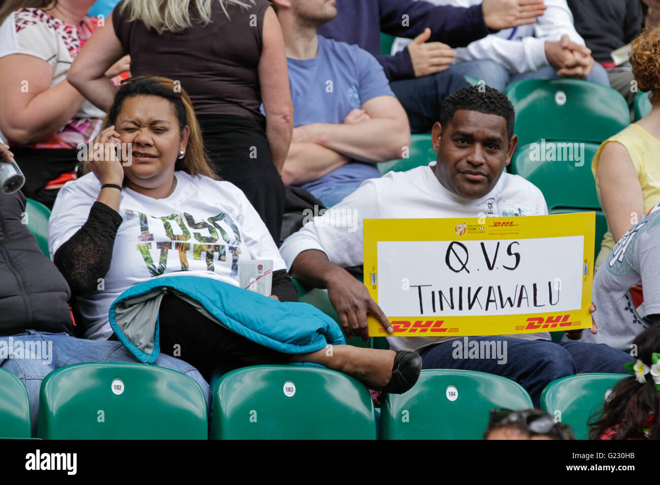 London, UK. 22nd May 2016. Fijian fans during the HSBC London Sevens ...
