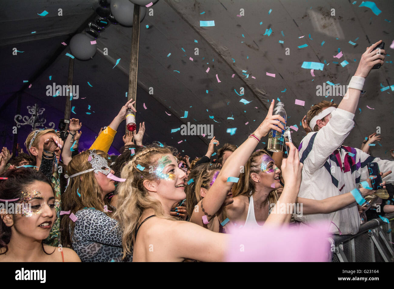 Porthleven, Cornwall, UK. 22nd May 2016. Party-goers fill one of the ...