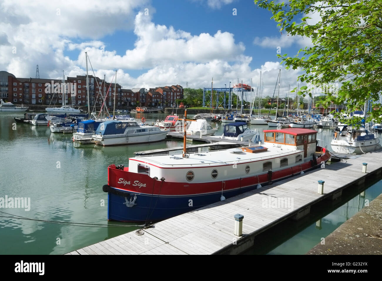Boats at Preston Marina in Lancashire Stock Photo - Alamy