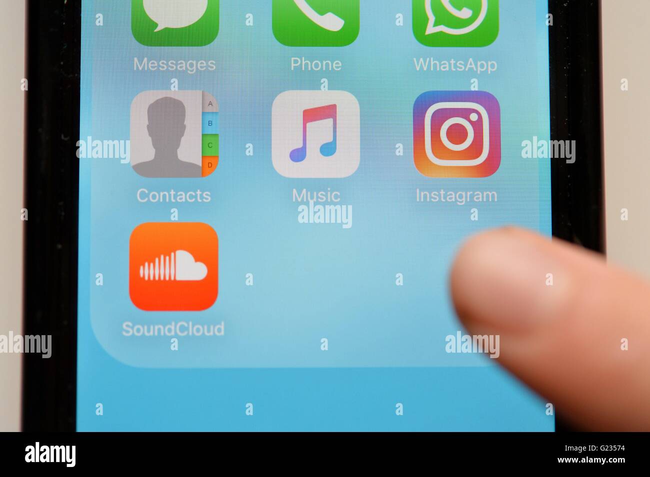 The logo of the App instagram is on the display of an iPhone 6, Germany ...