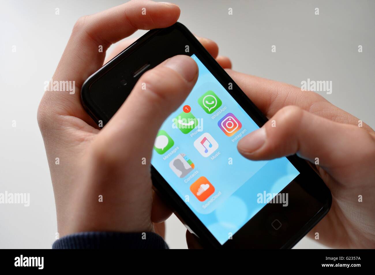 The logo of the App instagram is on the display of an iPhone 6, Germany ...