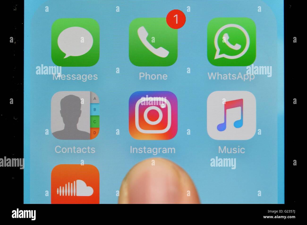 The logo of the App instagram is on the display of an iPhone 6, Germany ...