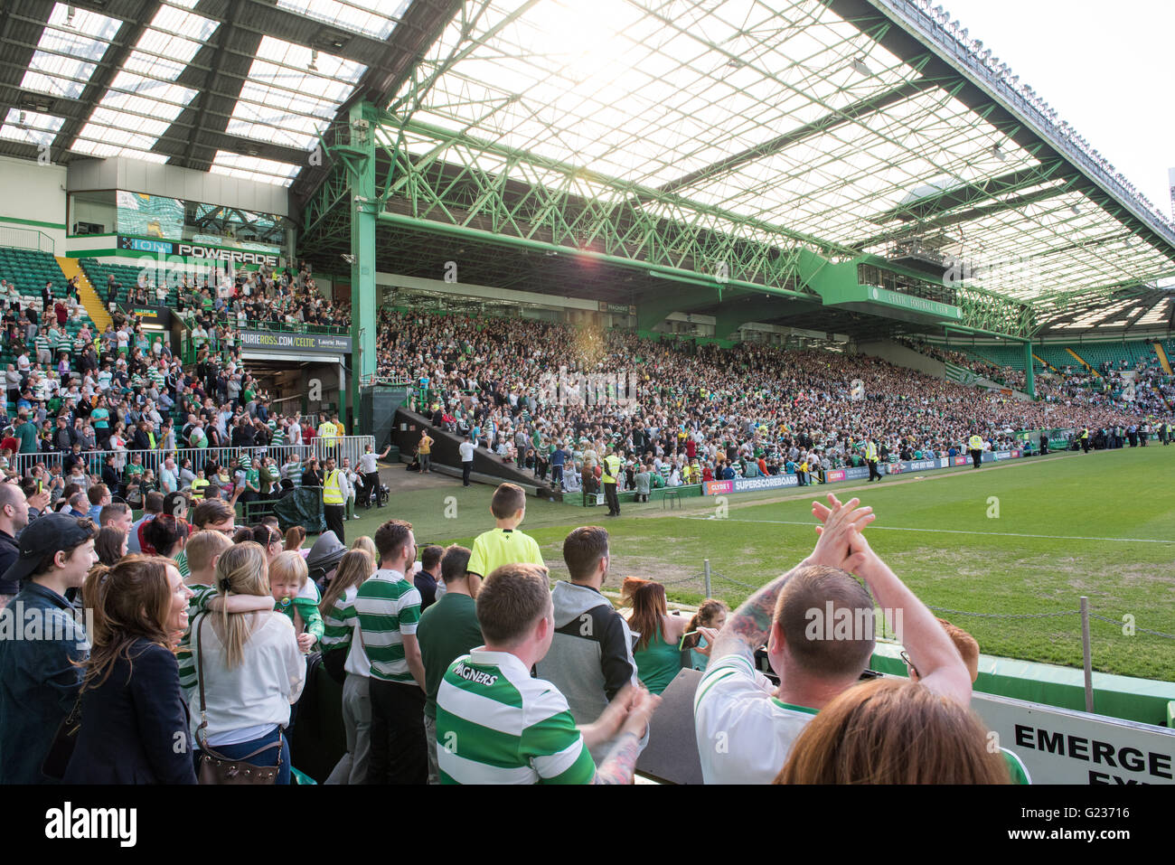 Brendan Rodgers is greeted by crowds of Celtic fans at Celtic Park ...