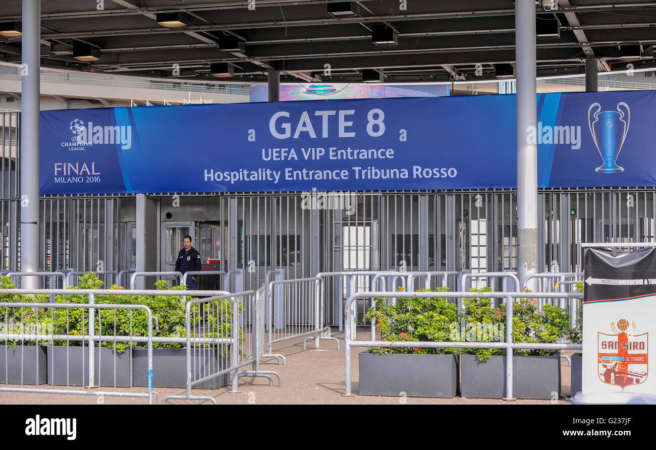 Milan, Italy. 23rd May, 2016. Gate 8 entrance. Giuseppe Meazza stadium ...
