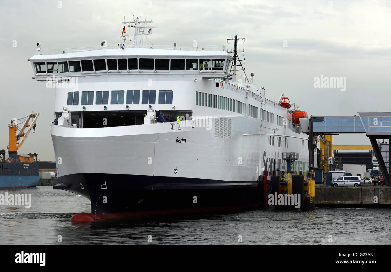Rostock, Germany. 23rd May, 2016. The new Scandlines ferry Berlin ...