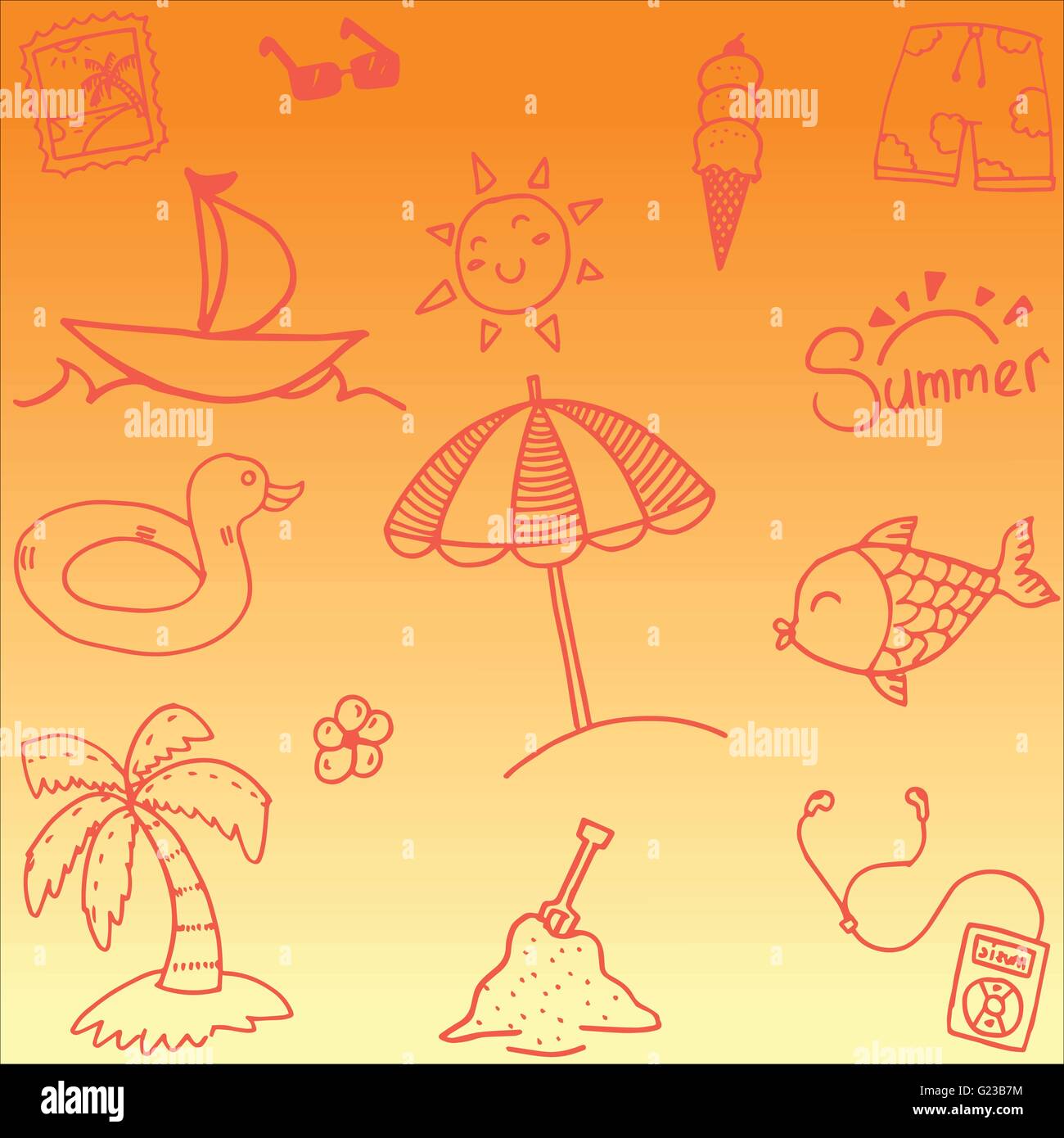 Doodle vector summer orange backgrounds Stock Vector Image & Art - Alamy