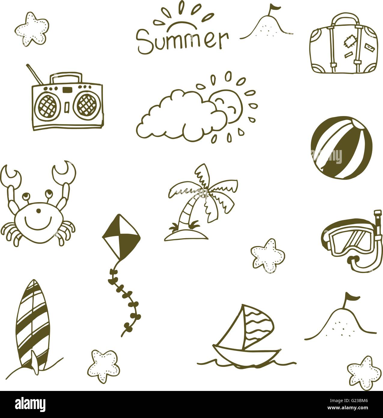 Doodle of Summer icon set Stock Vector Image & Art - Alamy