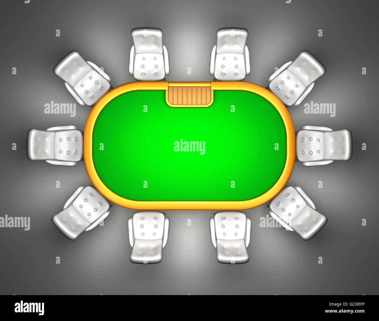 Poker table with chairs top view isolated on black Stock Photo - Alamy