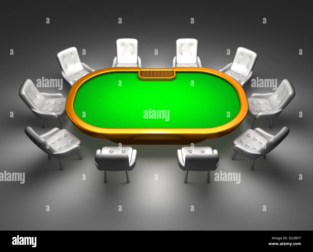 Poker table with chairs top view isolated on black Stock Photo - Alamy