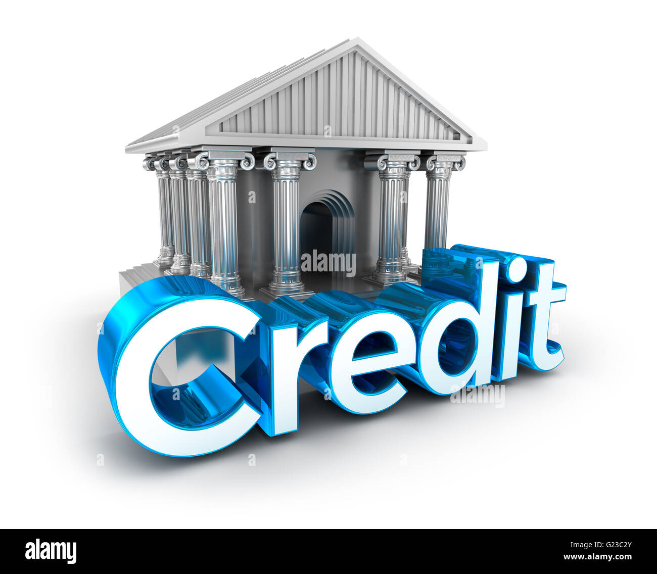 Credit text and bank building, 3d Concept Stock Photo - Alamy