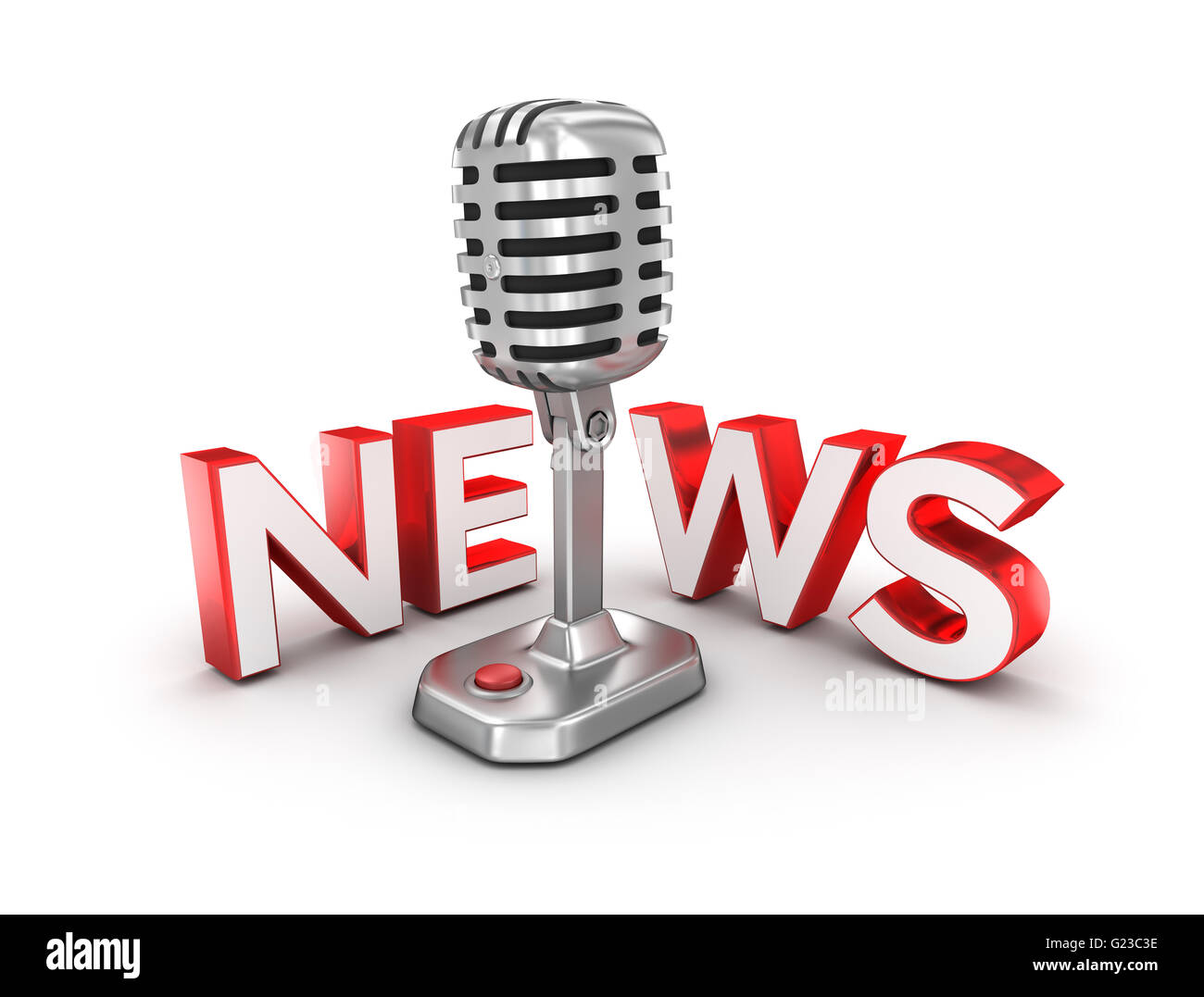 News text and microphone, 3d Concept Stock Photo - Alamy