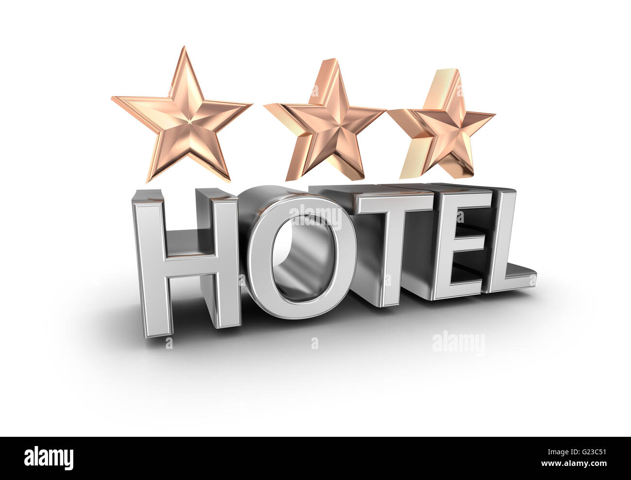 Three stars hotel text , 3d concept isolated on white Stock Photo - Alamy