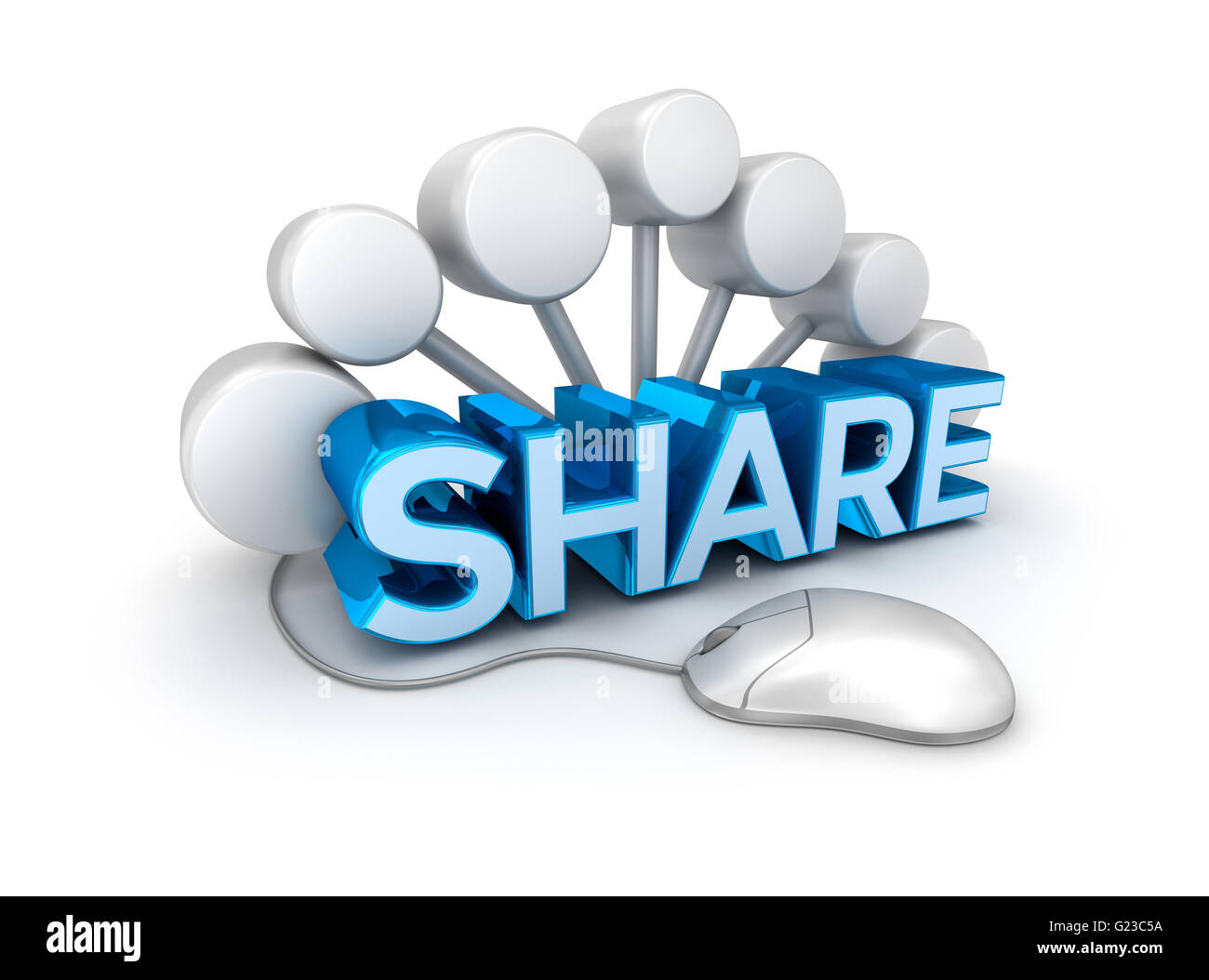 Share text, 3d Concept isolated on white Stock Photo - Alamy