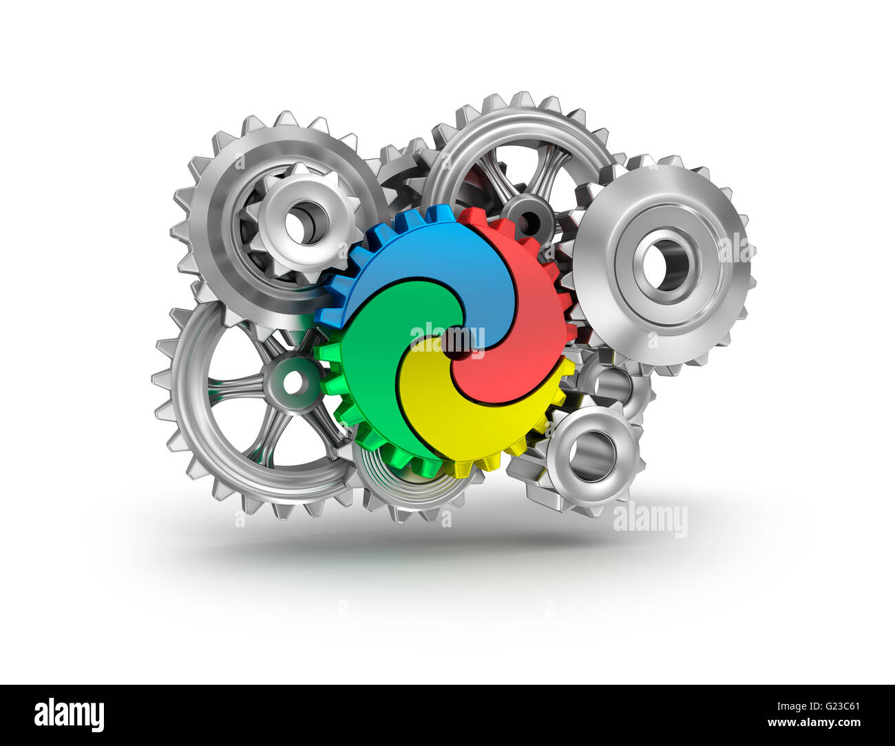 Colorful gear wheels - teamwork concept Stock Photo - Alamy