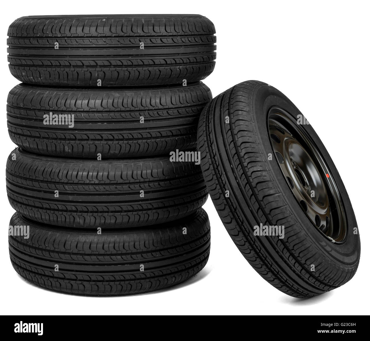 Front view photo of some tires. Isolated Stock Photo - Alamy