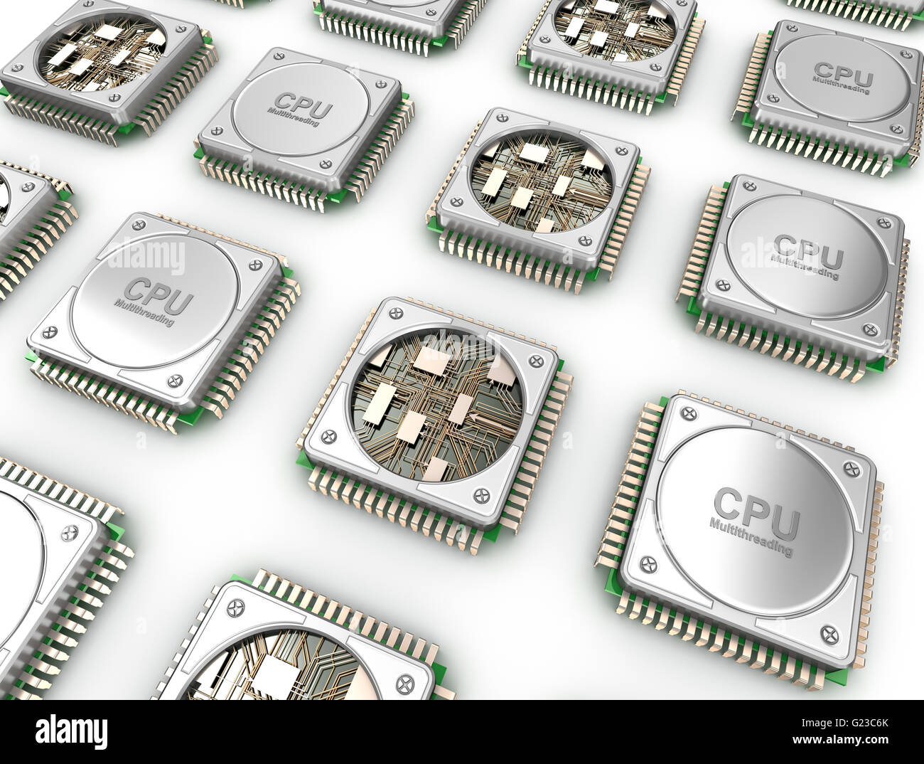 Array of CPU's . Central processor units isolated on white Stock Photo - Alamy