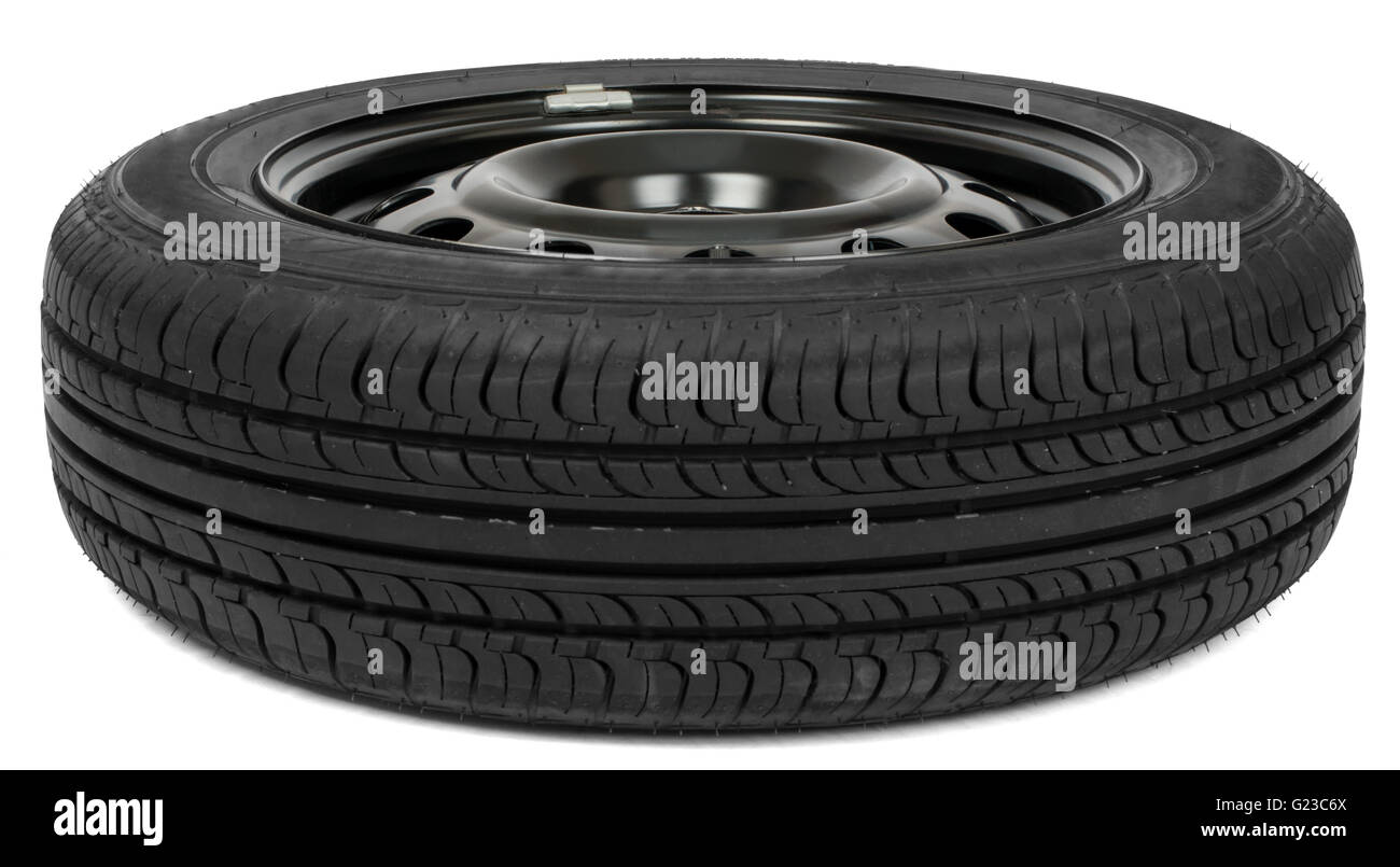 Car wheel on white background Stock Photo - Alamy