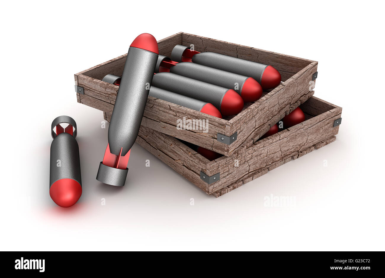 Torpedoes in the box over white background Stock Photo - Alamy