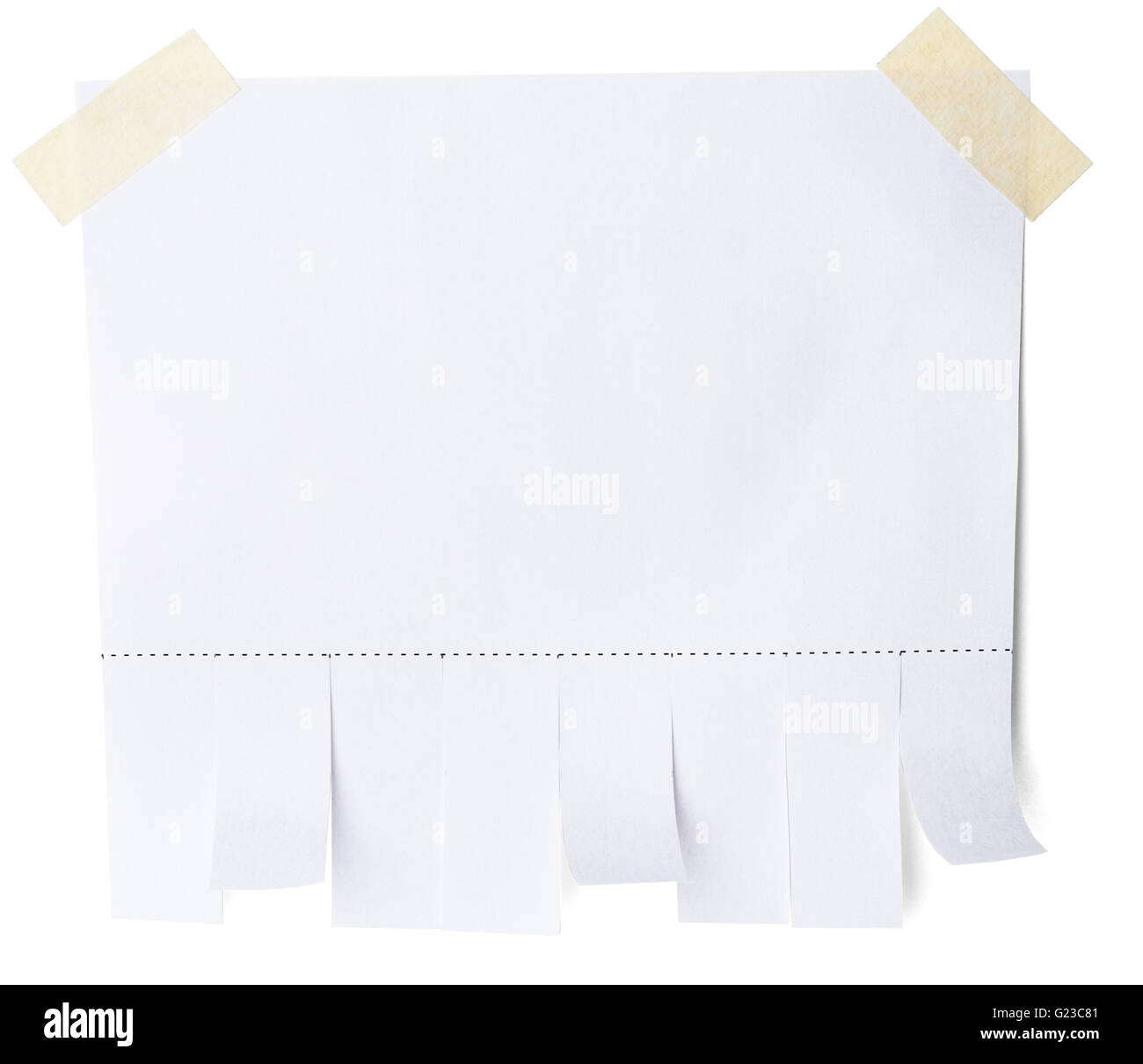 Blank white paper with tear off tabs Stock Photo - Alamy