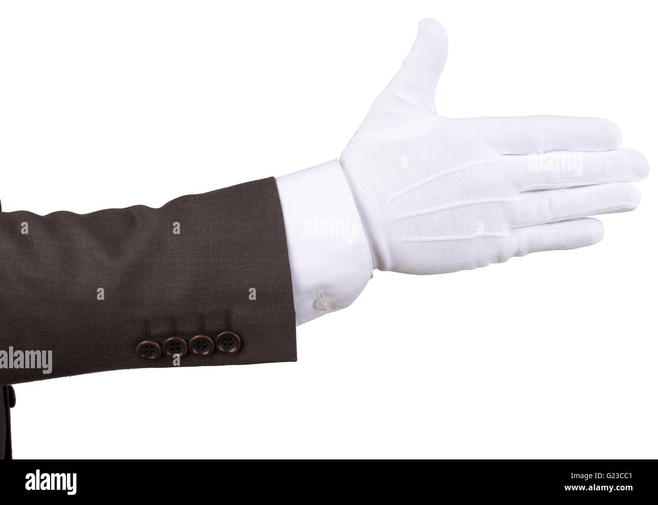 Butlers handshake, isolated Stock Photo - Alamy