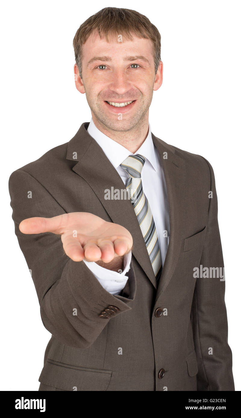 Smiling man giving hand Stock Photo - Alamy
