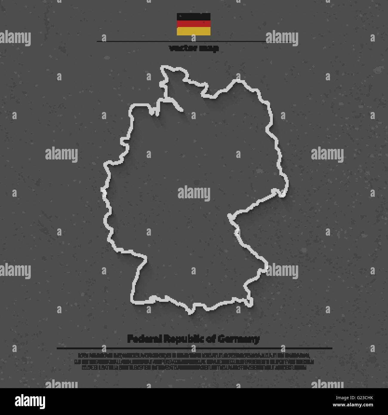 Federal Republic of Germany map outline and official flag icon over ...