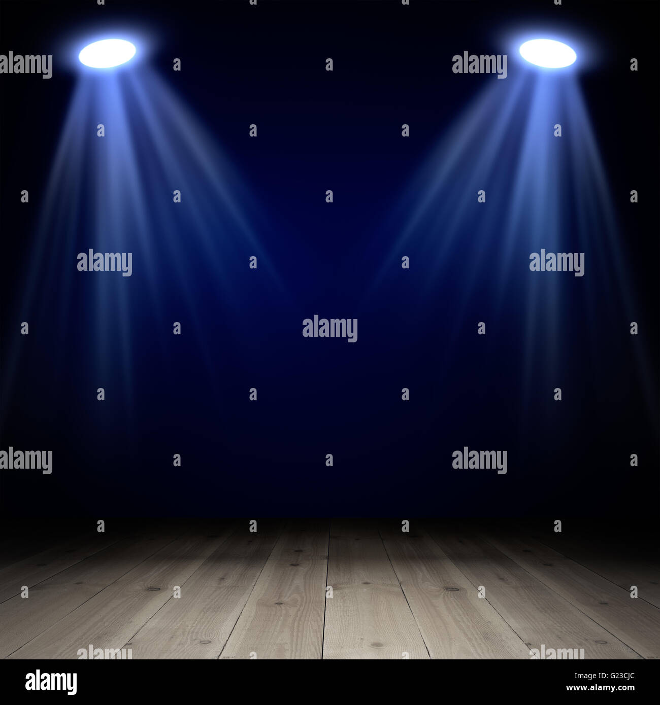 Spotlights on wooden floor in empty room Stock Photo - Alamy