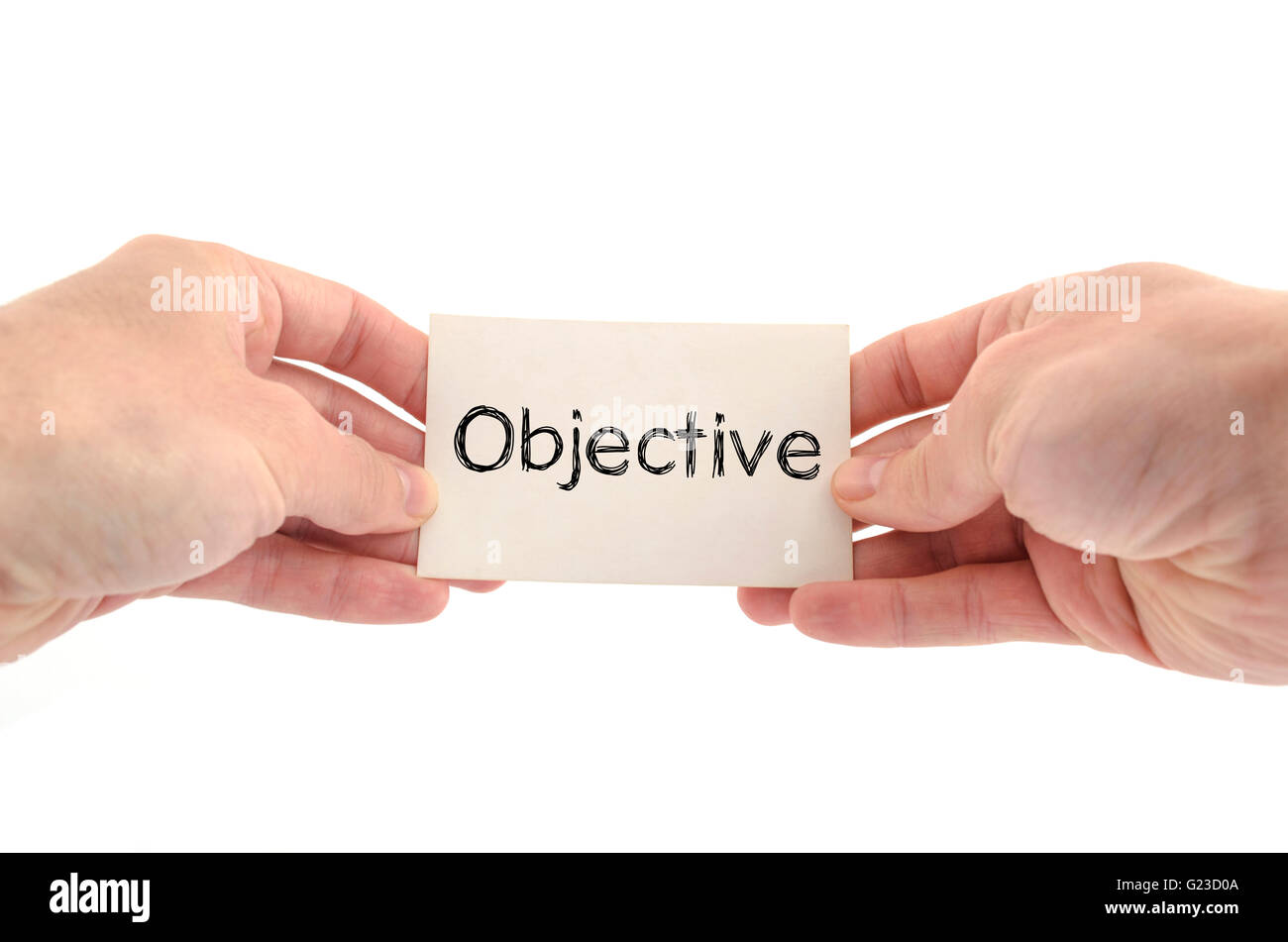 Objective text concept isolated over white background Stock Photo - Alamy