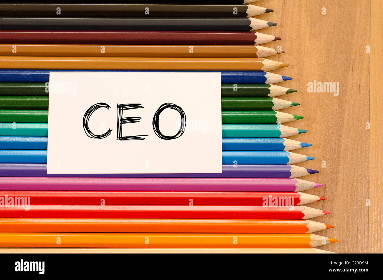 Ceo text concept and colored pencil on wooden background Stock Photo ...