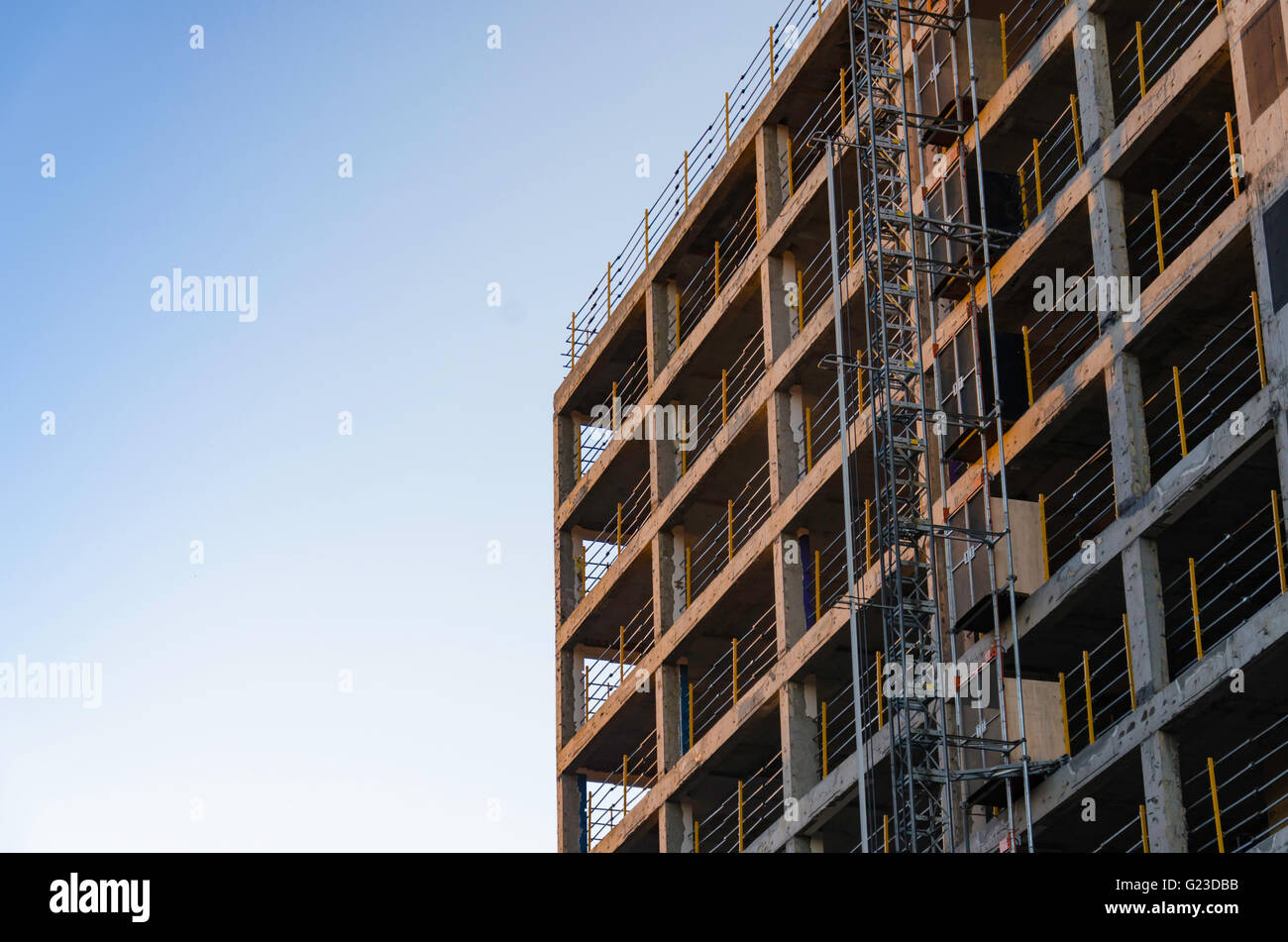 Concrete shell of a building being refurbished, repurposed and rebuilt ...