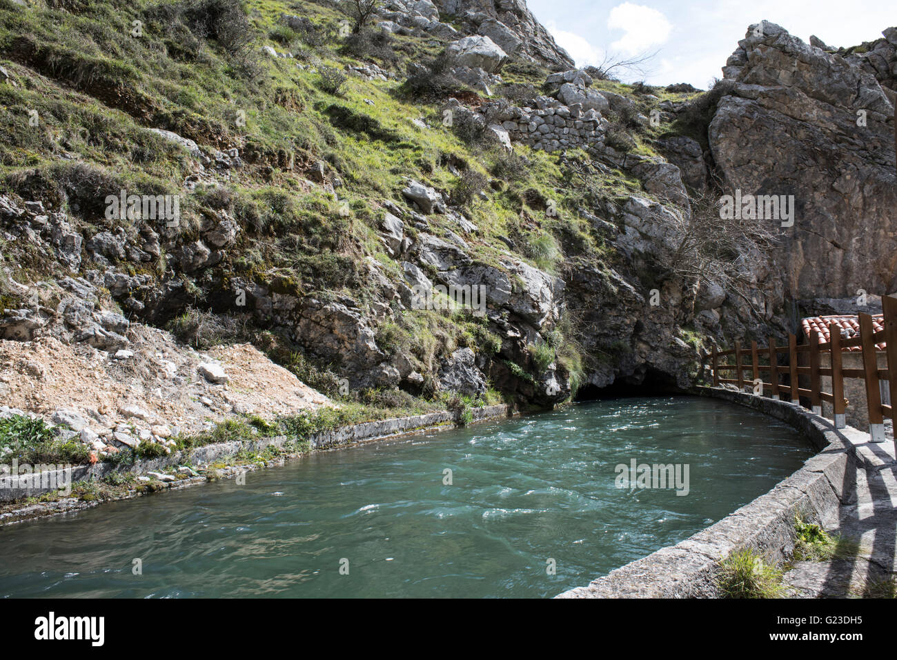 Water canal in the Cares Gorge, Picos de Europa, Asturias, Northern ...