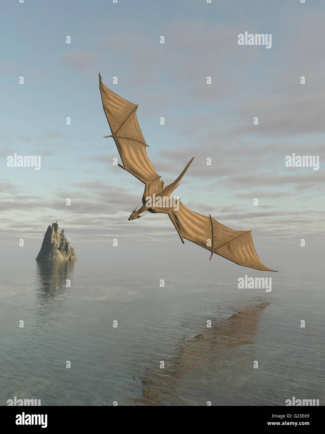 Dragon Flying Low Over the Sea in Daylight Stock Photo - Alamy