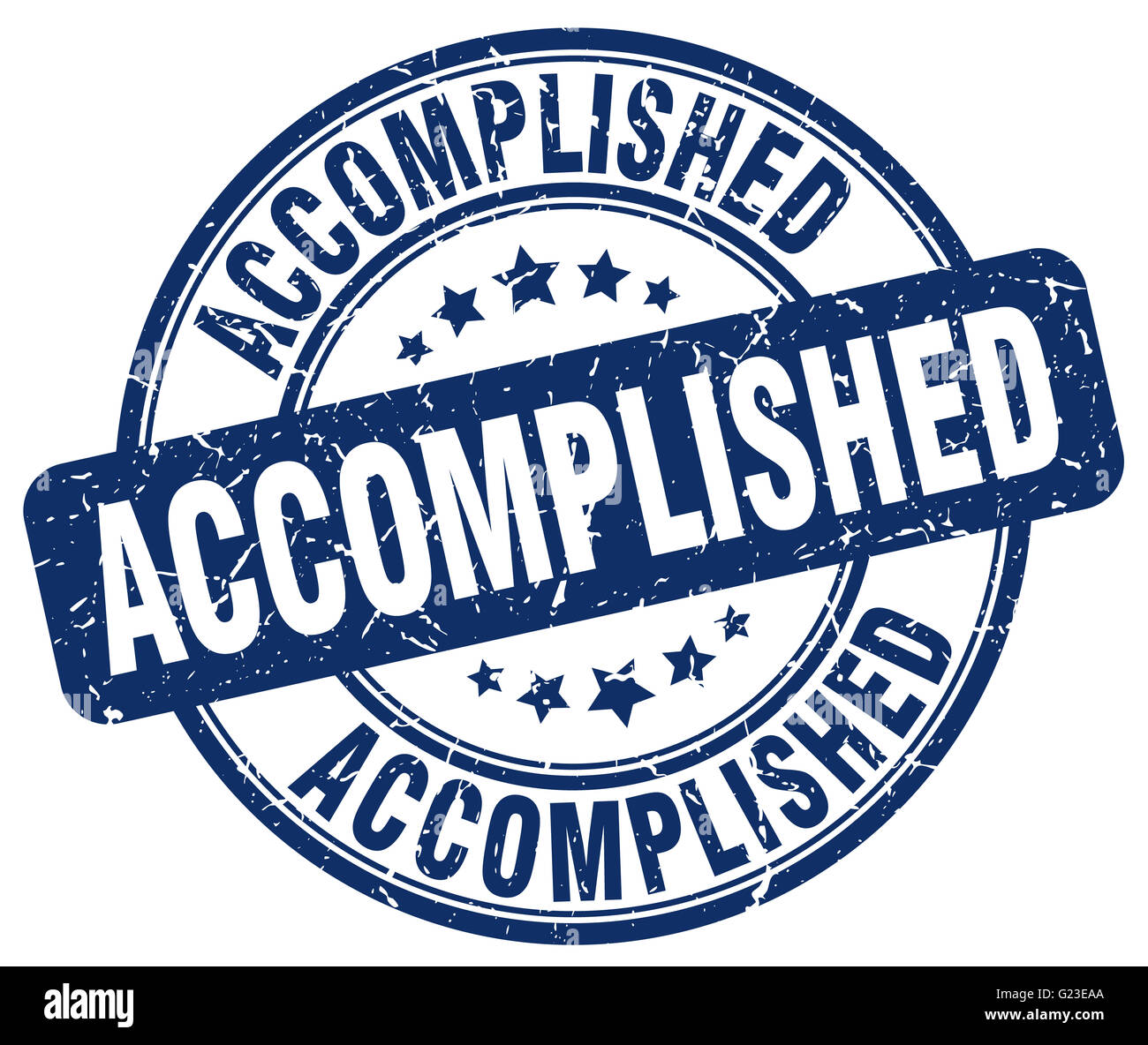 accomplished blue grunge round vintage rubber stamp Stock Photo - Alamy