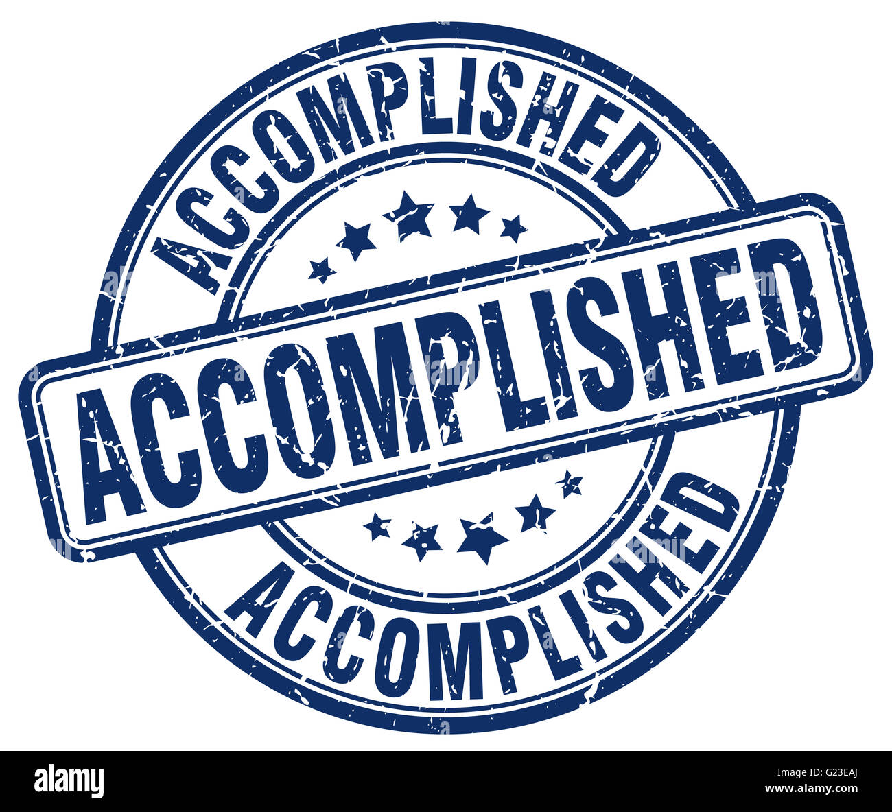 accomplished blue grunge round vintage rubber stamp Stock Photo - Alamy