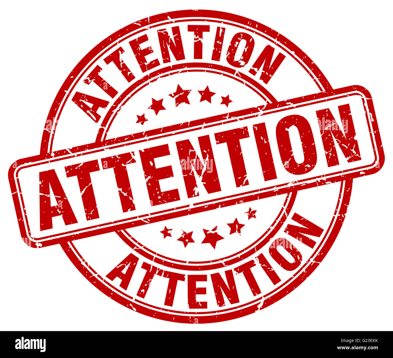 attention red grunge round vintage rubber stamp Stock Photo - Alamy