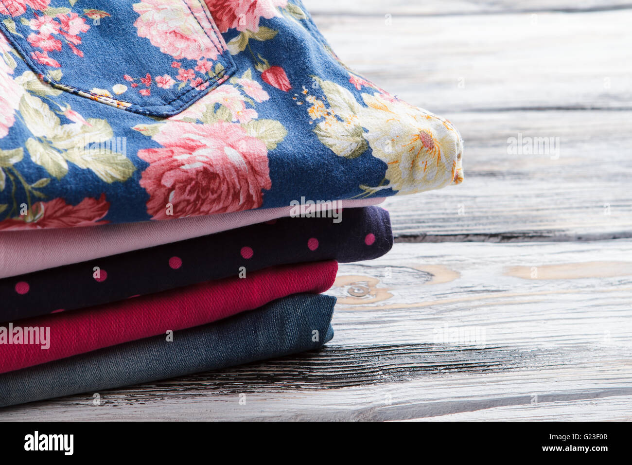 Stack of folded trousers Stock Photo - Alamy Stack of folded trousers Stock Photo - Alamy