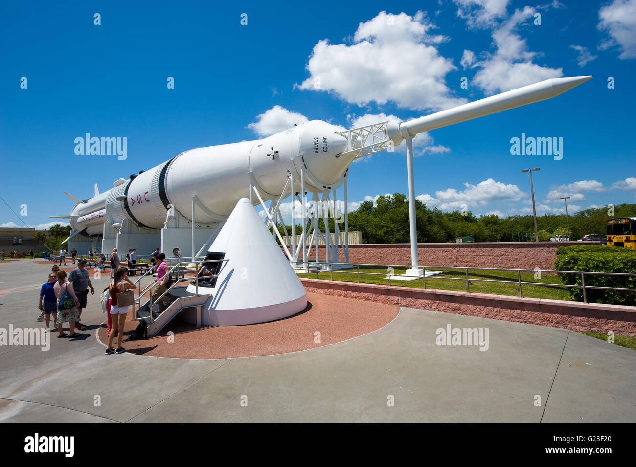 Several rockets are exhibited in rocket garden in the visitor complex ...