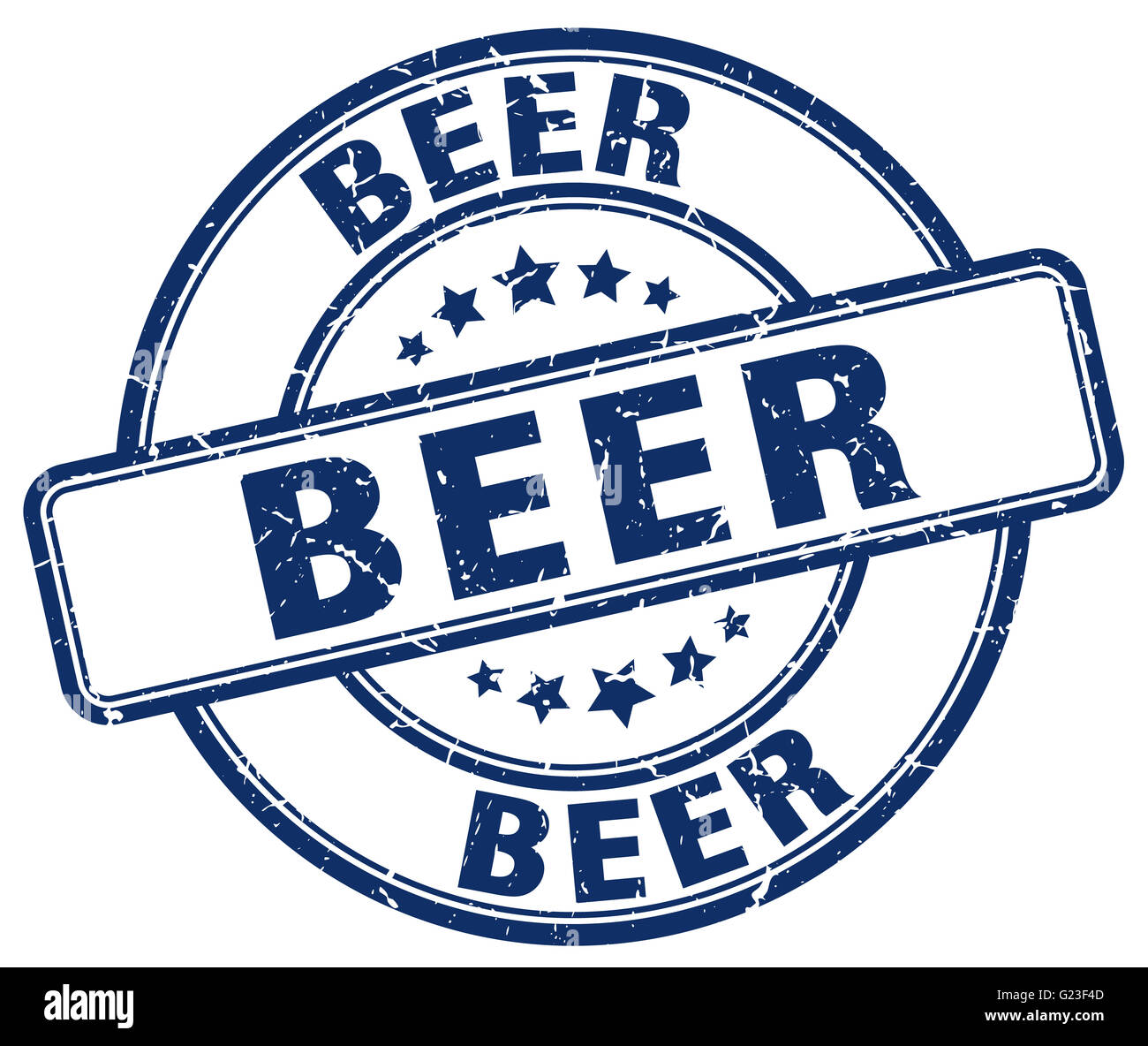 beer blue grunge round vintage rubber stamp Stock Photo - Alamy