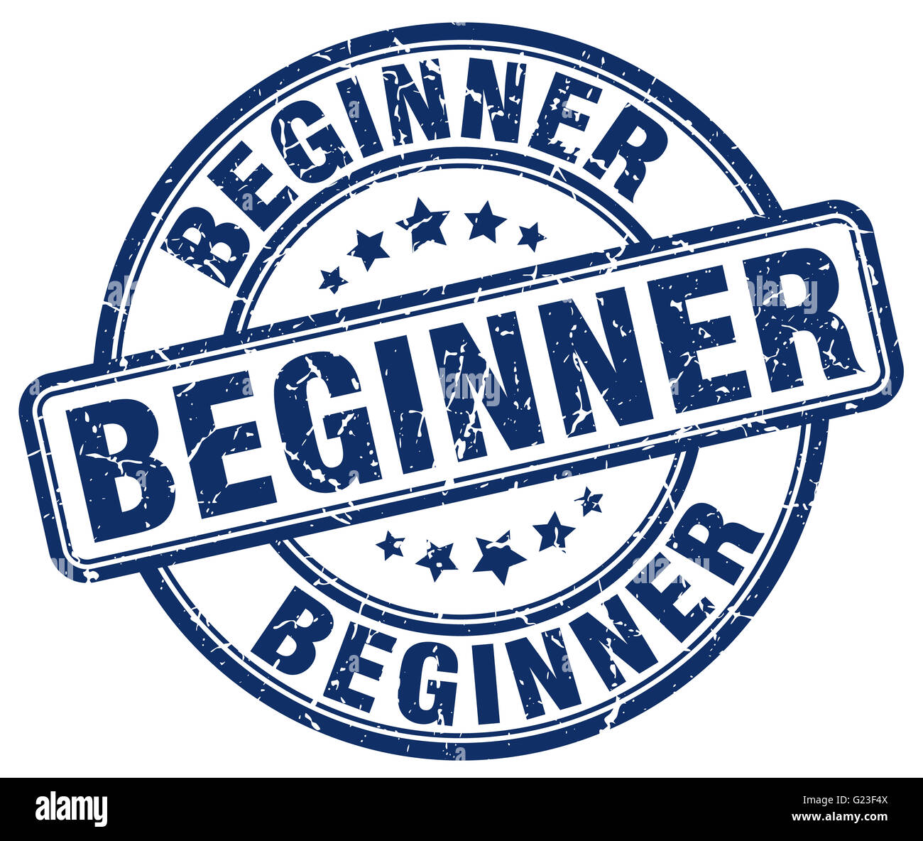 beginner blue grunge round vintage rubber stamp Stock Photo - Alamy