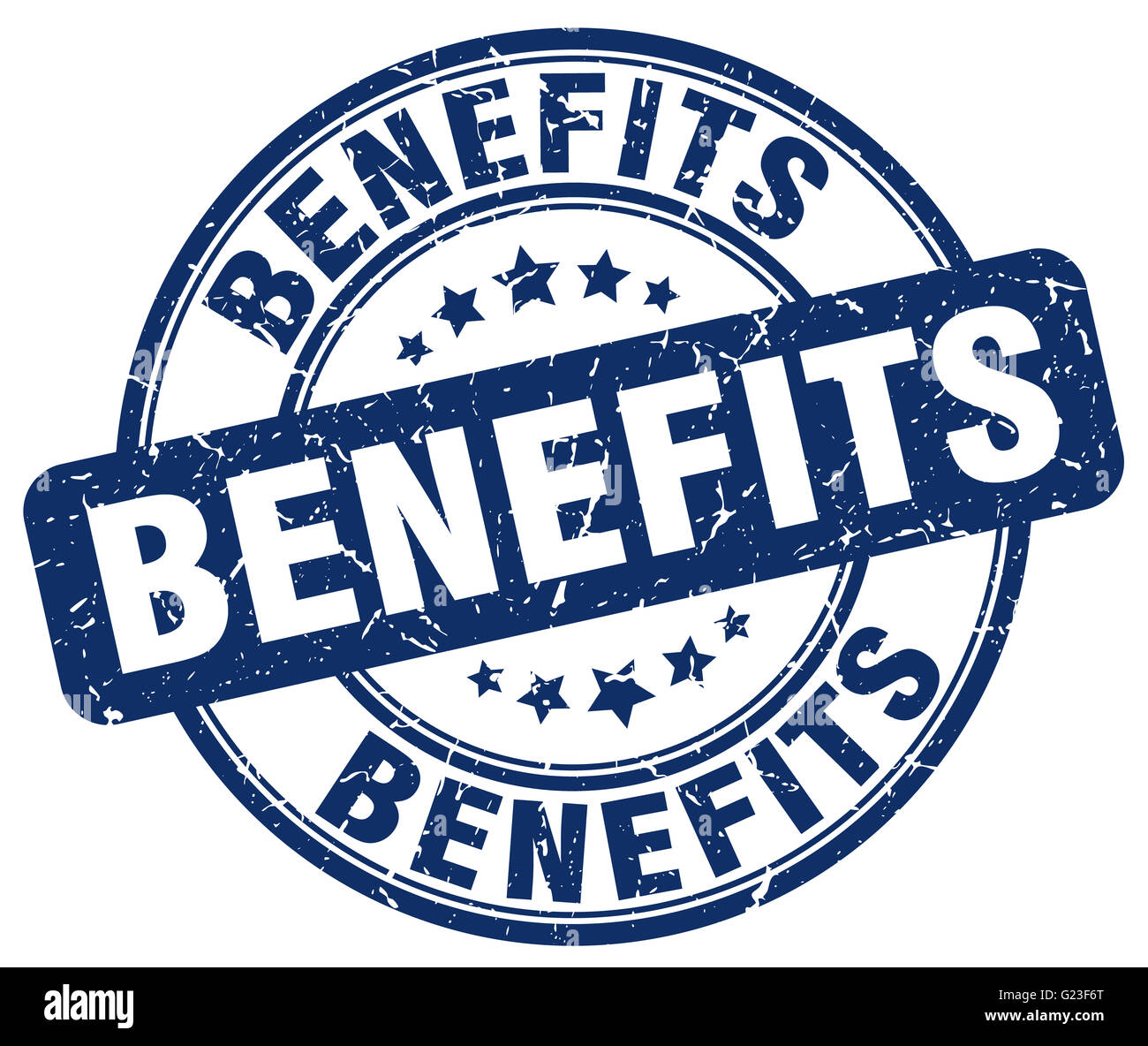 benefits blue grunge round vintage rubber stamp Stock Photo - Alamy