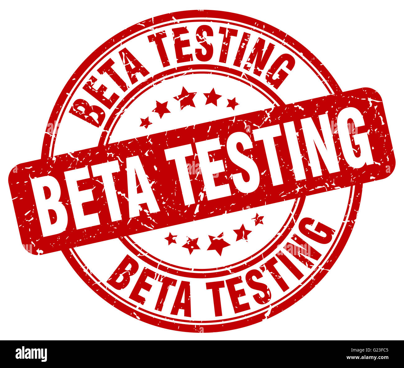 beta testing red grunge round vintage rubber stamp Stock Photo - Alamy