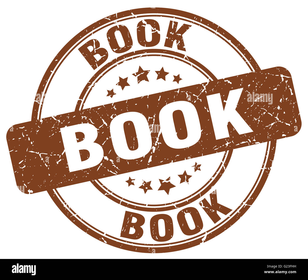 book brown grunge round vintage rubber stamp Stock Photo - Alamy